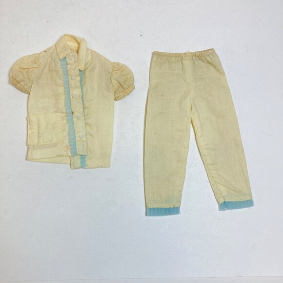 Barbie | Toys | Vintage Barbie Pajama Set Yellow Blue Ruffle Accents ...